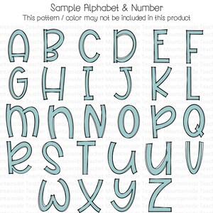 Boho Colored Block Doodle Letters Alphabet PNG Bundle Doodle ...