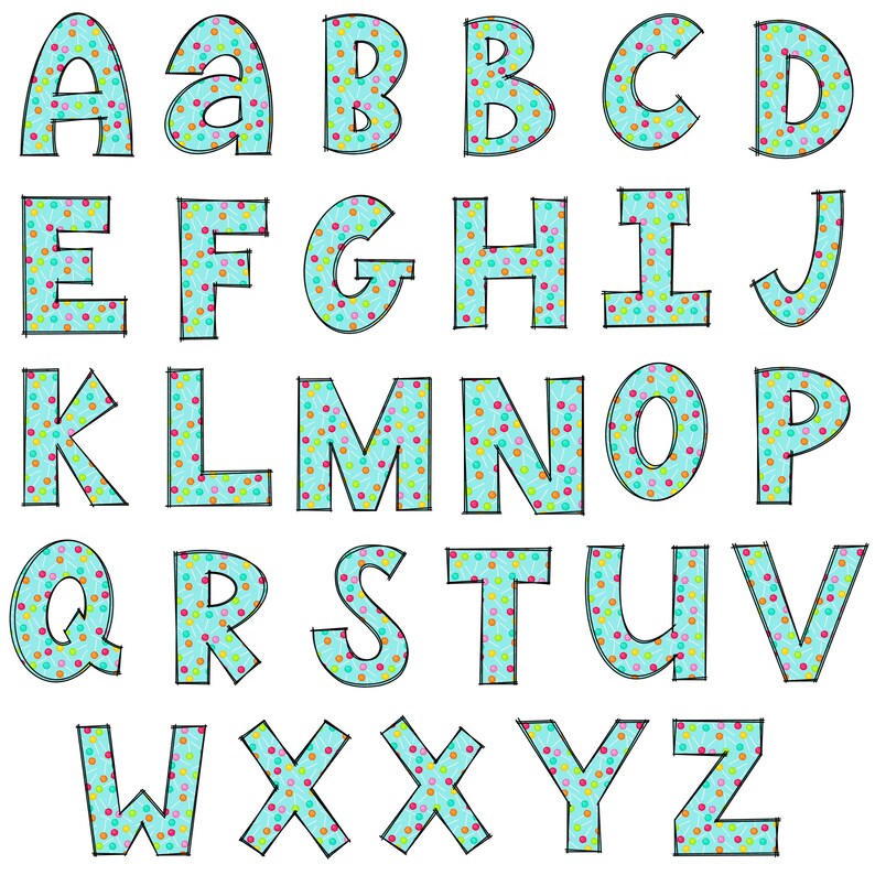 Doodle PNG Alphabet | Summer Sweet Treats Doodle Alphabet Bundle | Fun ...