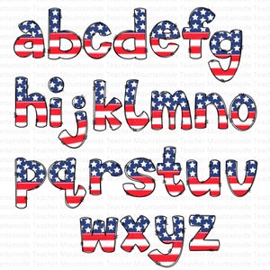 American Flag Alphabet and Numbers Doodle Letters Patriotic Alphabet ...