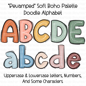 Scribble Letters, Boho Doodle Alphabet, PNG Bundle, Doodle Sublimation ...