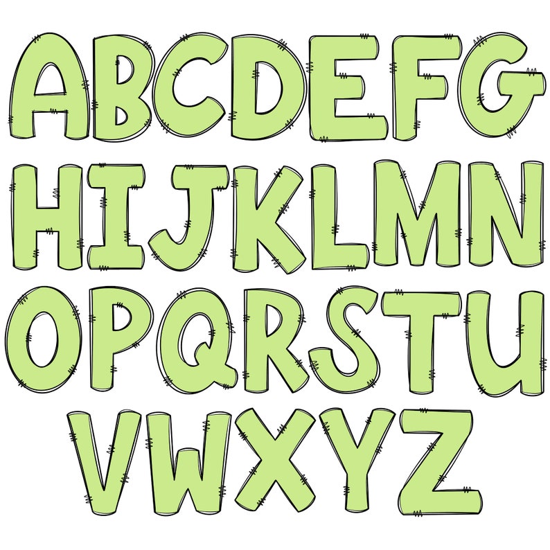 Doodle Alphabet PNG Bundle: Colorful Letter Clipart - Etsy