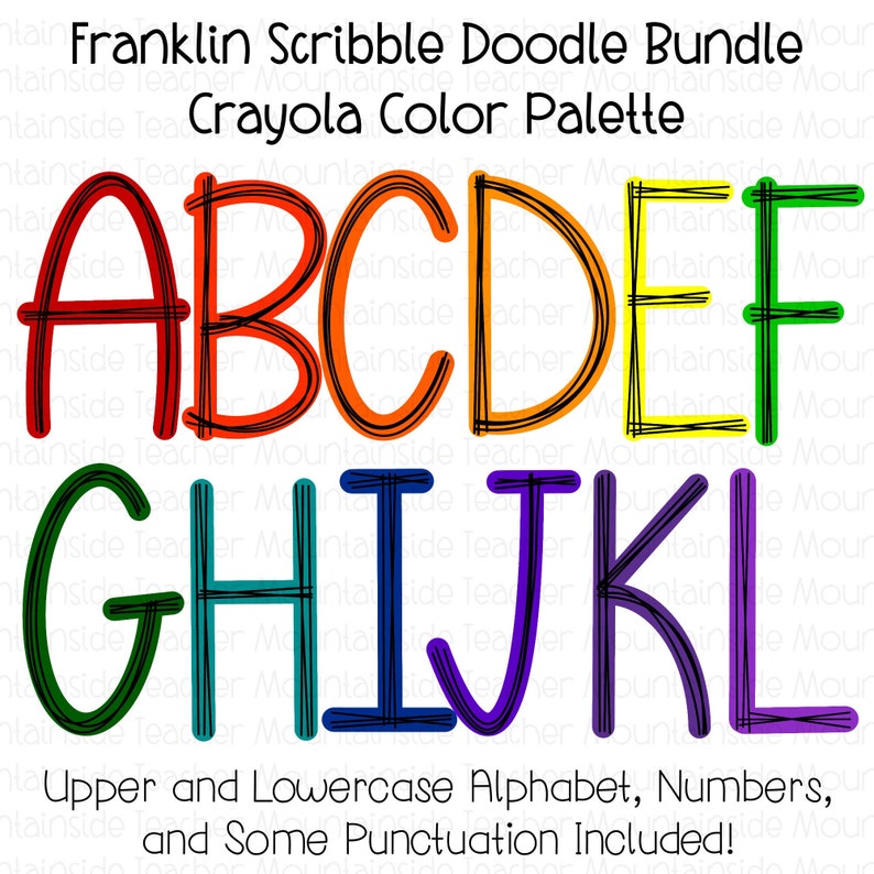 Scribble PNG Font | Digital Download | PNG | Clipart | Doodle Letters ...