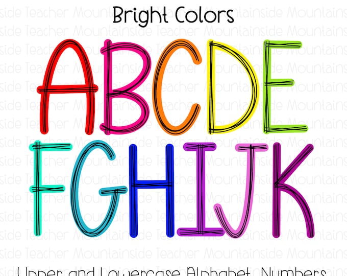 Scribble Letter Alphabets, Shades of Pink, Doodle Letters, Hand Drawn ...