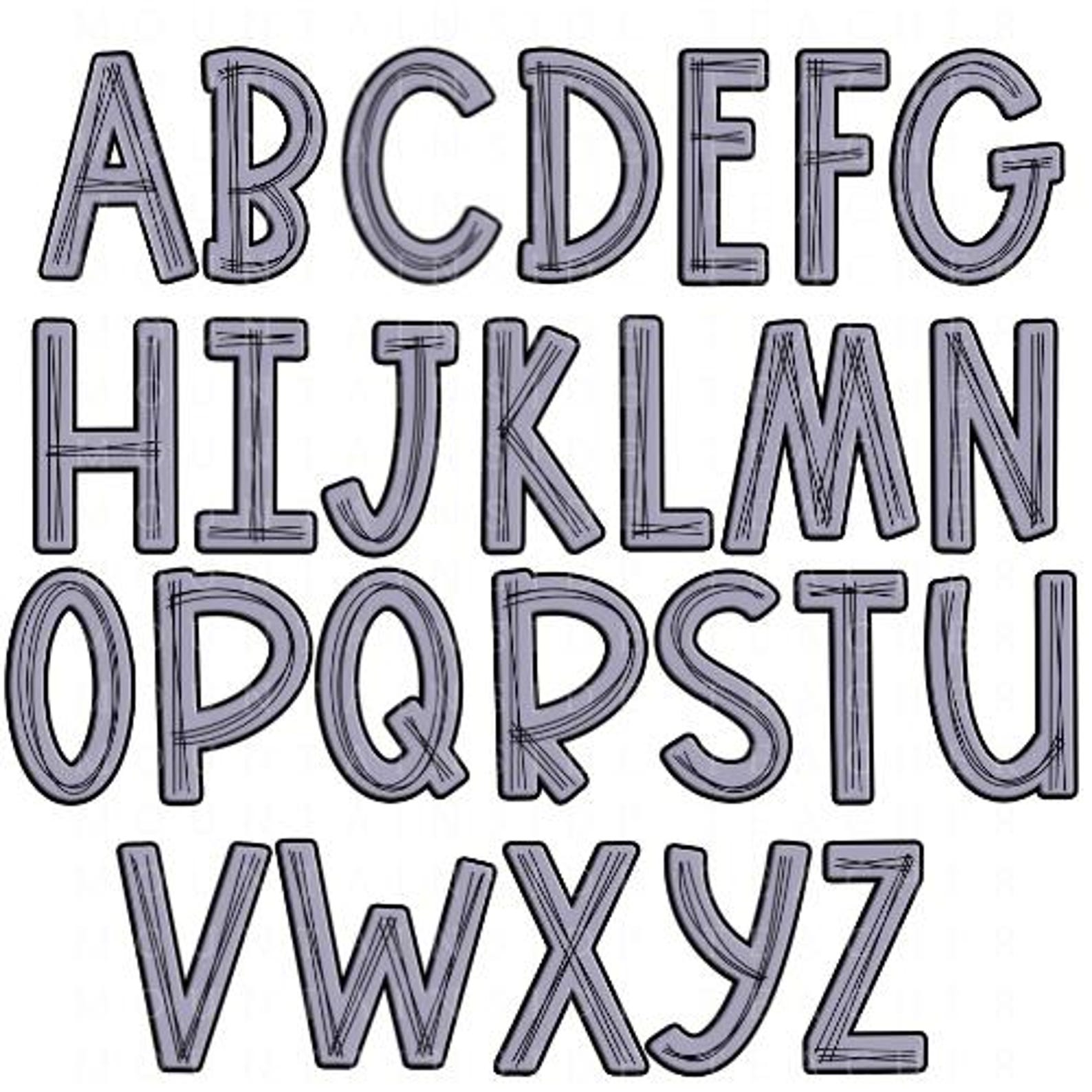 Blunt Edge Scribble Doodle Letters Boho Colors PNG Bundle Alphabet ...