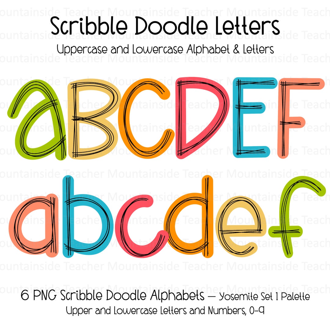 Scribble Letters, Sublimation Doodle Alphabet, Doodle Sublimation ...