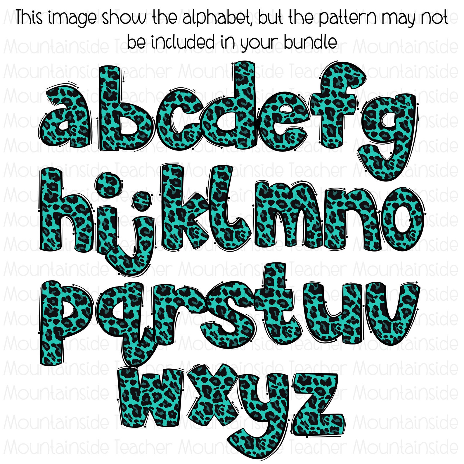 Animal Print Doodle Alphabet PNG Bundle: Sublimation Alpha Set (digital ...