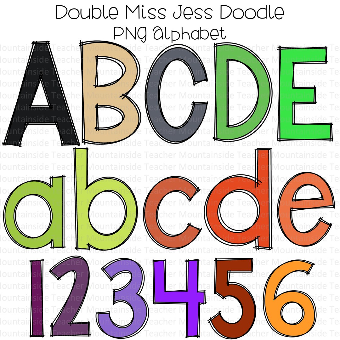 Double Outline Blocky Letters Halloween Colors Alphabet PNG Bundle ...