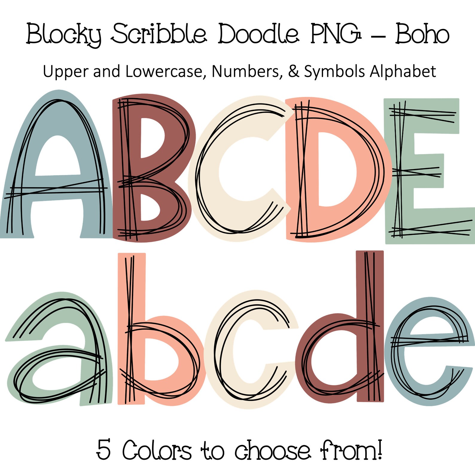 Block Letters Scribble Boho Doodle Alphabet PNG Bundle Doodle - Etsy