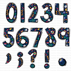 Doodle Letters, Bright Floral Alphabet, PNG Bundle, Doodle Sublimation ...