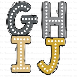 Dotted Letters, Boho Doodle Alphabet, PNG Bundle, Doodle Sublimation ...