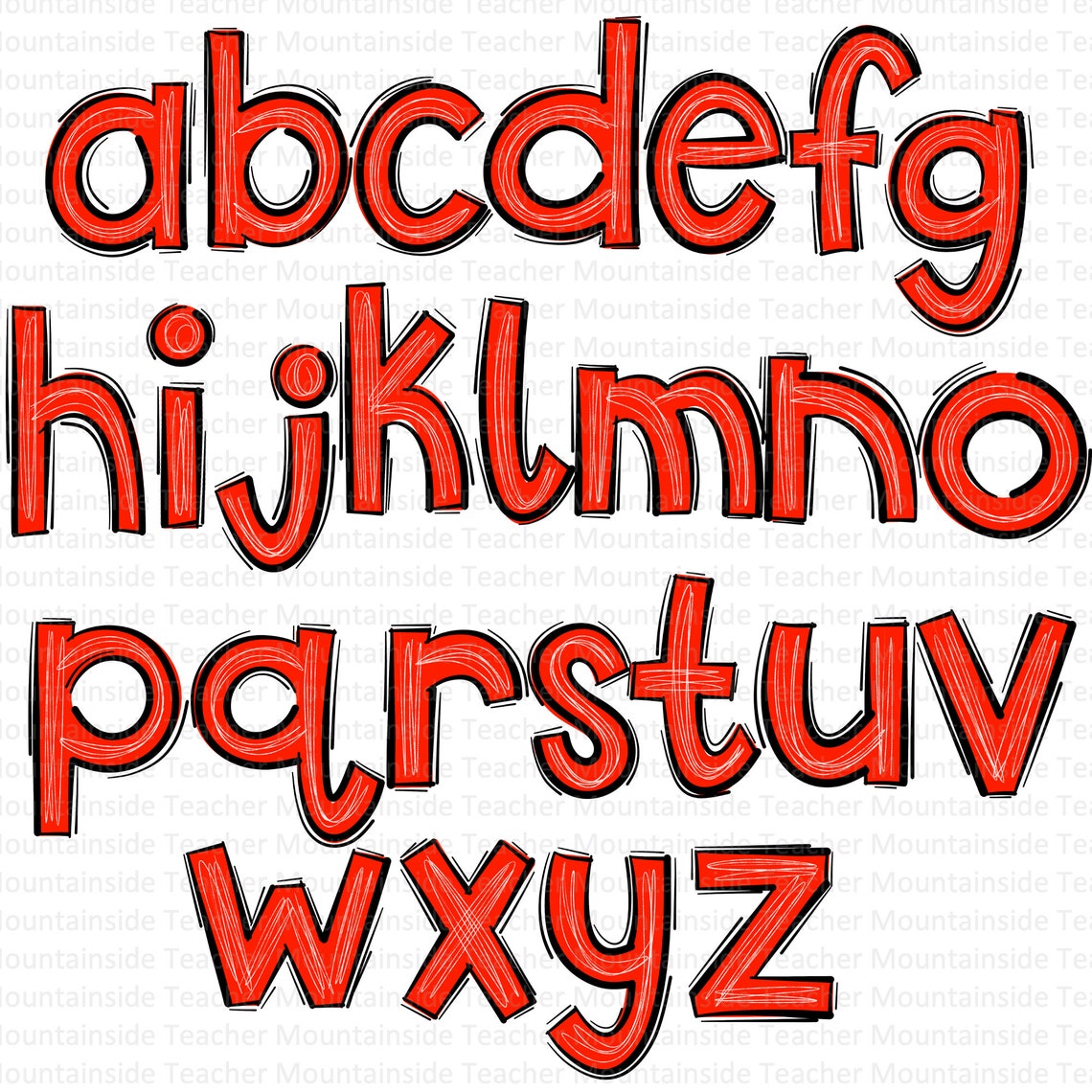 Scribble Doodle Letters, Color Wheel Alphabet, PNG Set, Doodle ...