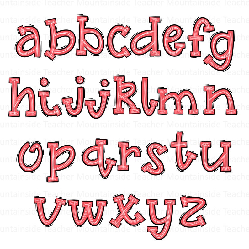 Bright Doodle Alphabet, Scribble PNG Clipart, 10 Colors (digital ...