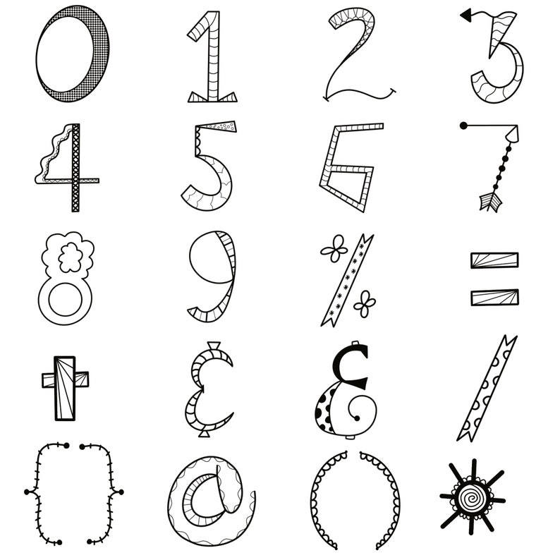 Doodle Alphabet Font Clipart PNG and TTF Format - Etsy