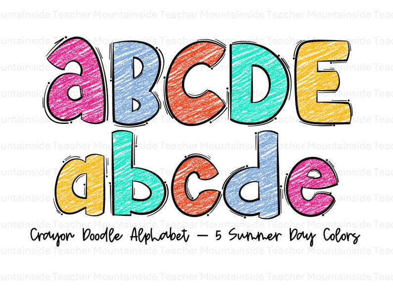 Crayon Doodle Alphabet PNG Bundle: Summer Colors (digital Download) - Etsy