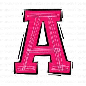 Varsity Letter Alphabet, Bright Colors PNG, Doodle Letters, Hand Drawn ...