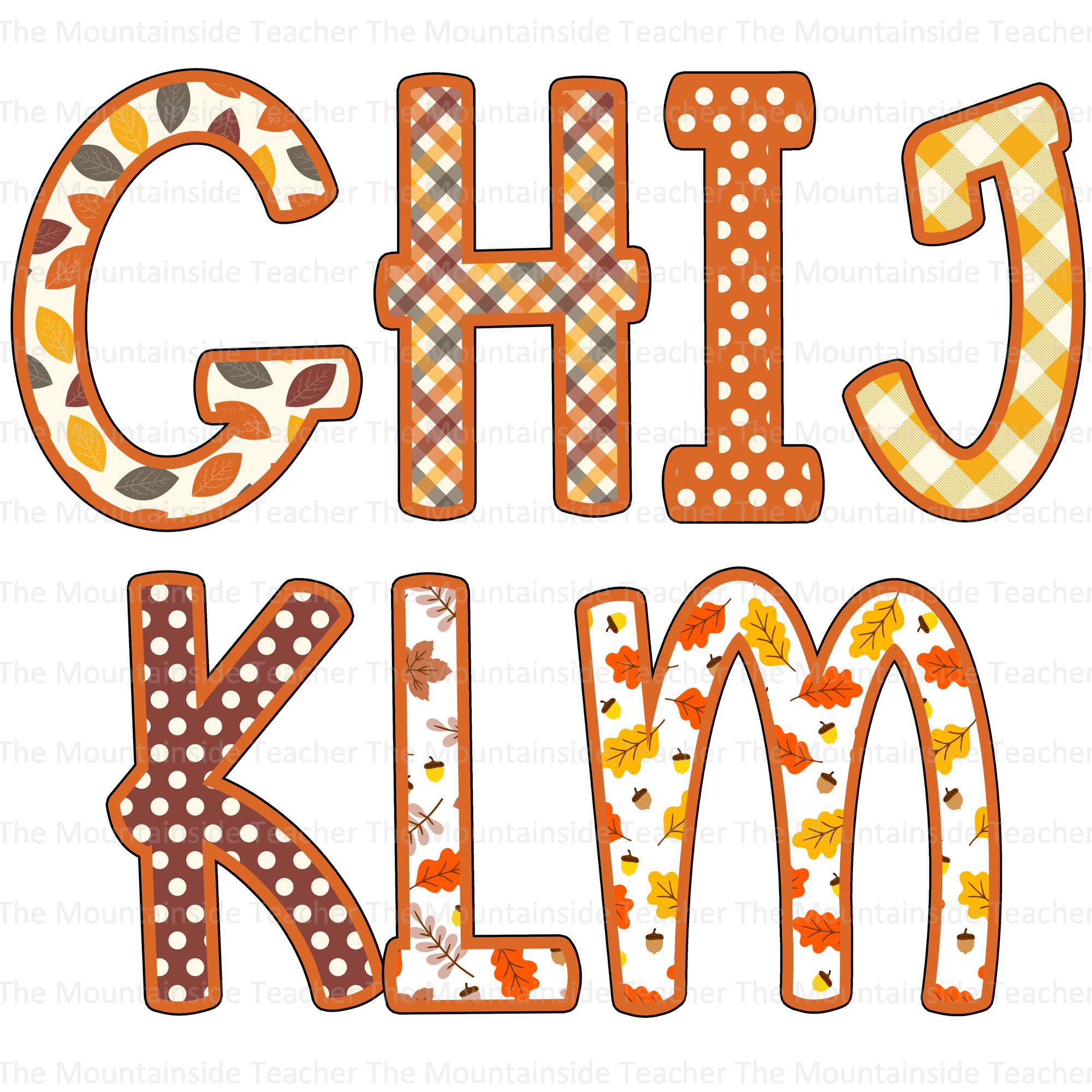 Fall Doodle Alphabet: PNG Clipart, Leaf Letters (digital Download) - Etsy