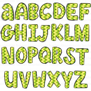 Scribble Letters, St. Patrick's Day Doodle Alphabet, Doodle Sublimation ...