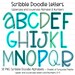 Scribble Letters, Bright Doodle Alphabet, PNG Bundle, Doodle ...