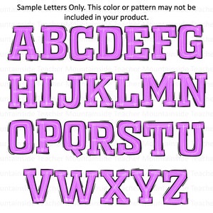 Varsity Letter Alphabet, Bright Colors PNG, Doodle Letters, Hand Drawn ...