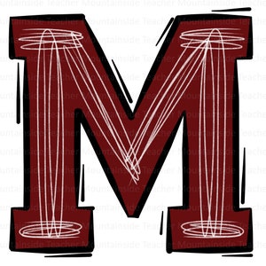 Varsity Scribble Letters, Maroon and Gold Doodle Alphabet, PNG Bundle ...