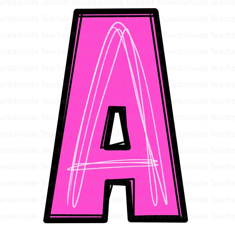 Bright Scribble Alphabets, Bright Colors, Doodle Letters, Hand Drawn ...