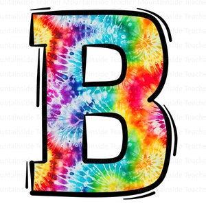 Colorful Tie Dye Varsity Doodle Letters, Hand Drawn Doodle Alpha Bundle ...