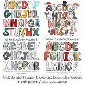 Christmas Doodle PNG Bundle, Holiday Letters, Christmas Patterns, Clip ...