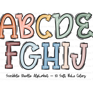 Scribble Doodle Alphabet, PNG Bundle, Sublimation, Alpha Set, Clipart ...