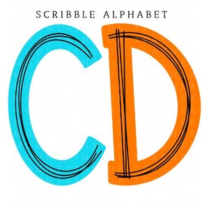 Scribble Doodle Letters Bright Neon Colors PNG Bundle Alphabet ...
