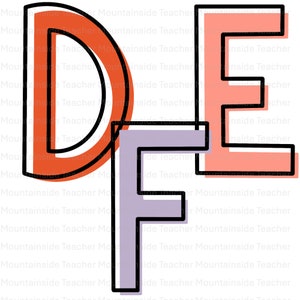 Block Doodle Letters, Colorful Doodle Alphabet, Sublimation Set, PNG ...