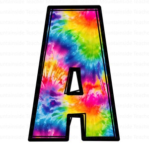 Bright Tie Dye Alphabets, Bright Colors, Doodle Letters, Hand Drawn ...