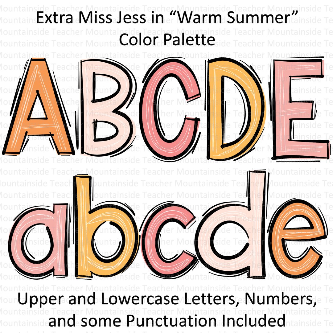 Scribble Letters, Summer Doodle Alphabet, PNG Bundle, Doodle ...