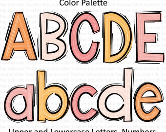 Block Letters Doodle Alphabet PNG Bundle Doodle - Etsy