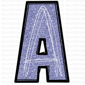Scribble Glitter Doodle Alphabet PNG Sublimation Alpha Set Design ...