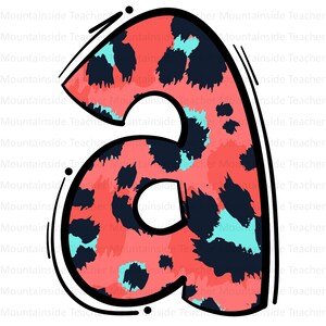 Leopard Doodle Alphabet PNG Bundle: Sublimation Alpha Set (digital ...