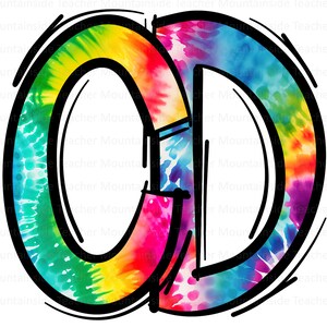 Tie Dye Letters, Bright Doodle Alphabet, PNG Bundle, Doodle Sublimation ...