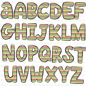 Christmas Doodle Alphabet PNG Doodle Sublimation Alpha Set Design PNG ...