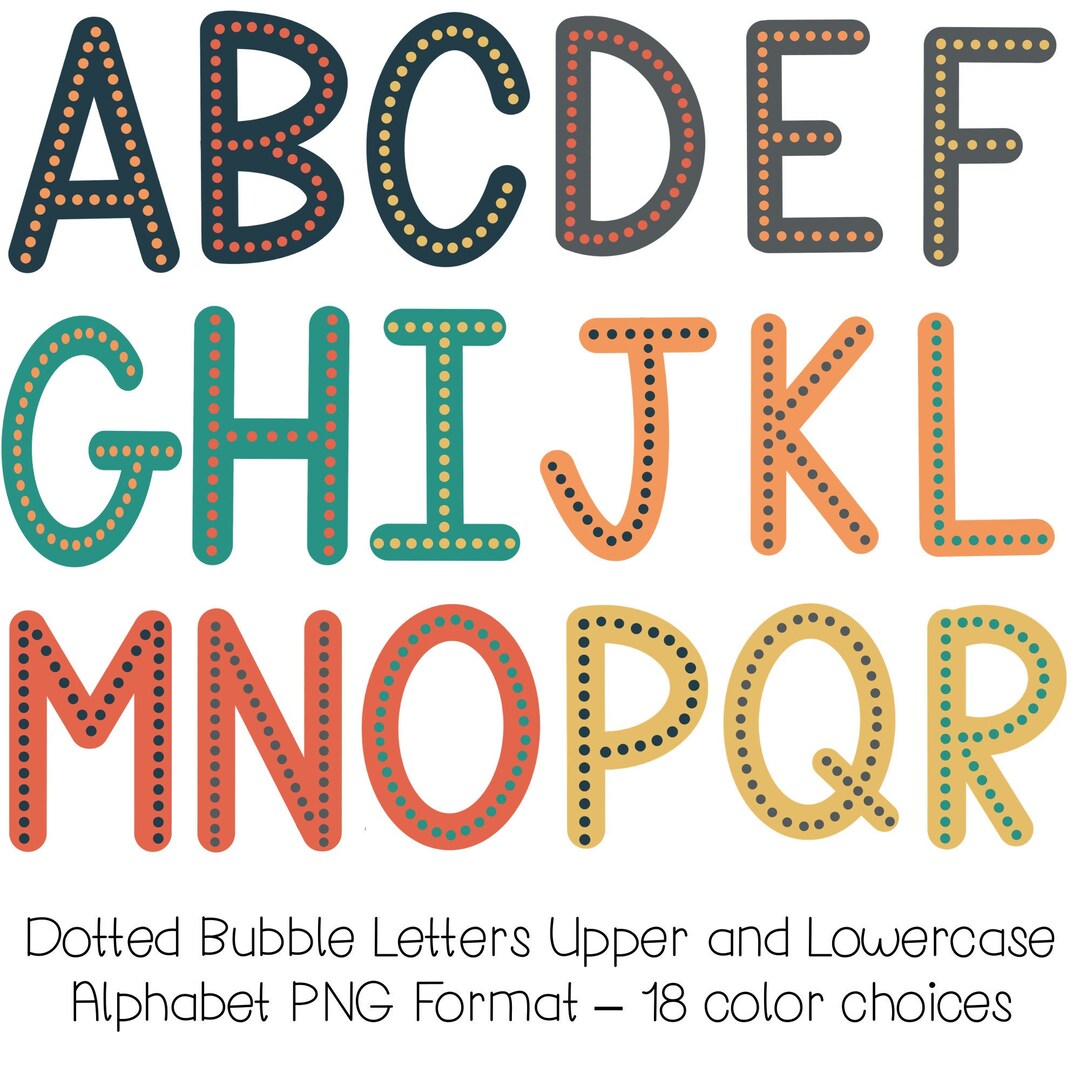 Dotted Bubble Doodle Letters Alphabet PNG Bundle Doodle Sublimation ...