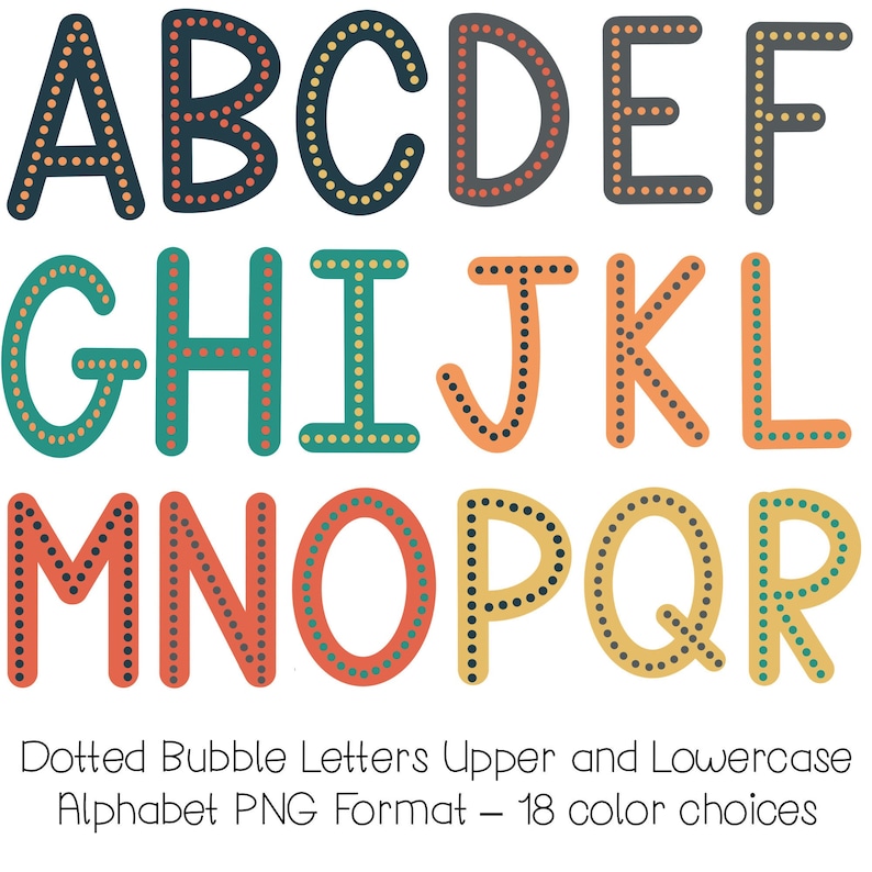 Dotted Bubble Doodle Letters Alphabet PNG Bundle Doodle - Etsy