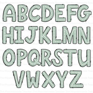 Dotted Letters, Boho Doodle Alphabet, PNG Bundle, Doodle Sublimation ...