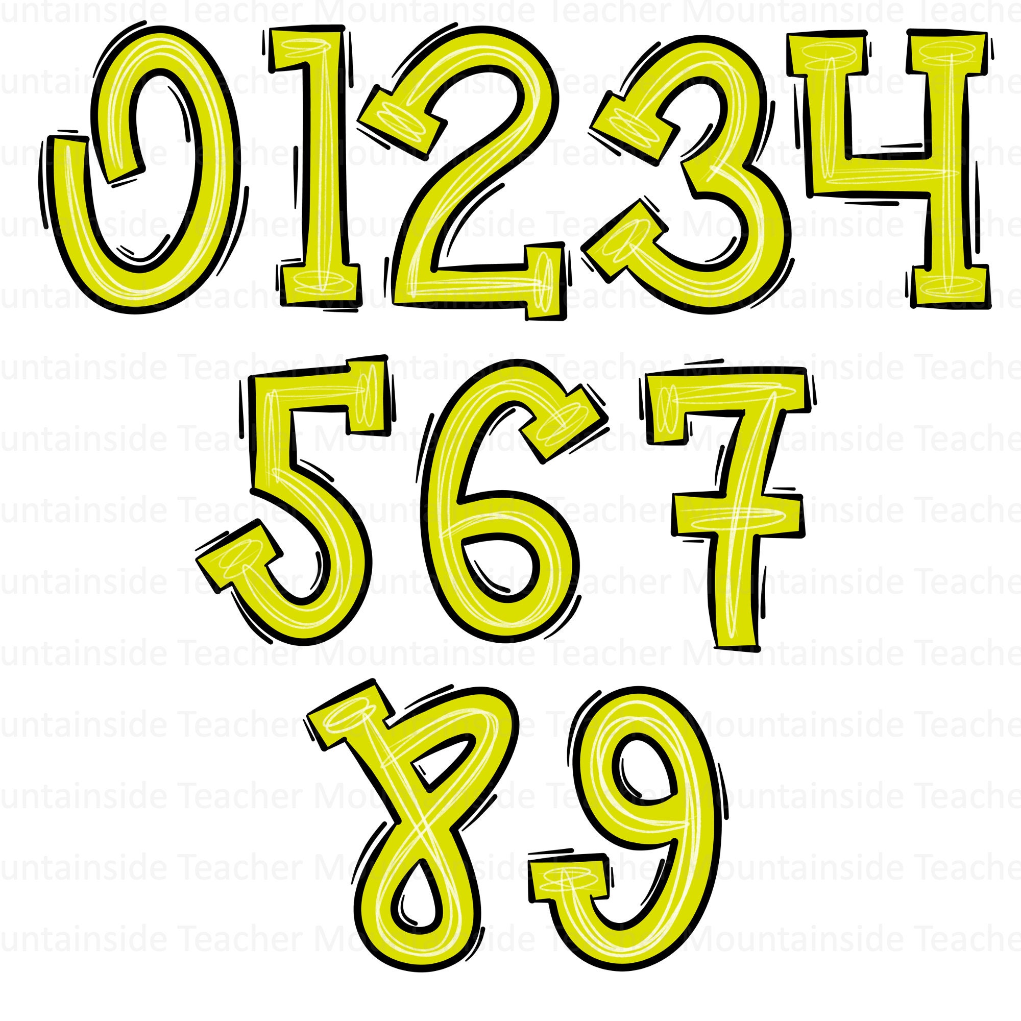Bright Doodle Alphabet, Scribble PNG Clipart, 10 Colors (digital ...