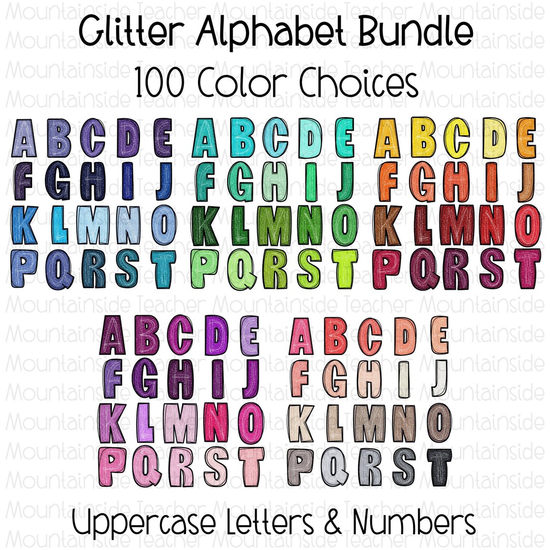 Glitter Doodle Alphabet PNG: 100 Color Sets (digital Download) - Etsy