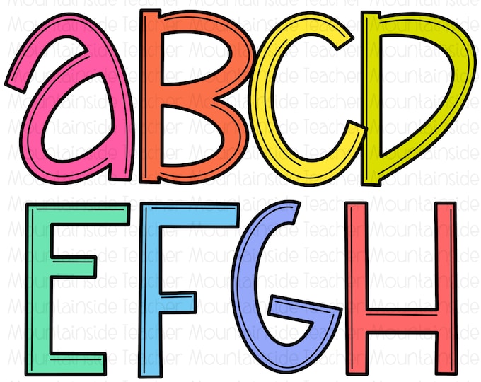 Scribble Letters, Boho Doodle Alphabet, PNG Bundle, Doodle Sublimation ...