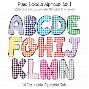 Plaid Letters, Doodle Alphabet, PNG, Sublimation, Alpha Set, Clipart ...