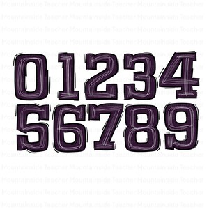 Varsity Letter Alphabet, Shades of Purple, Doodle Letters, Hand Drawn ...