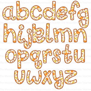 Fall Doodle Letters, Autumn Doodle Alphabet, PNG, Sublimation, Alpha ...