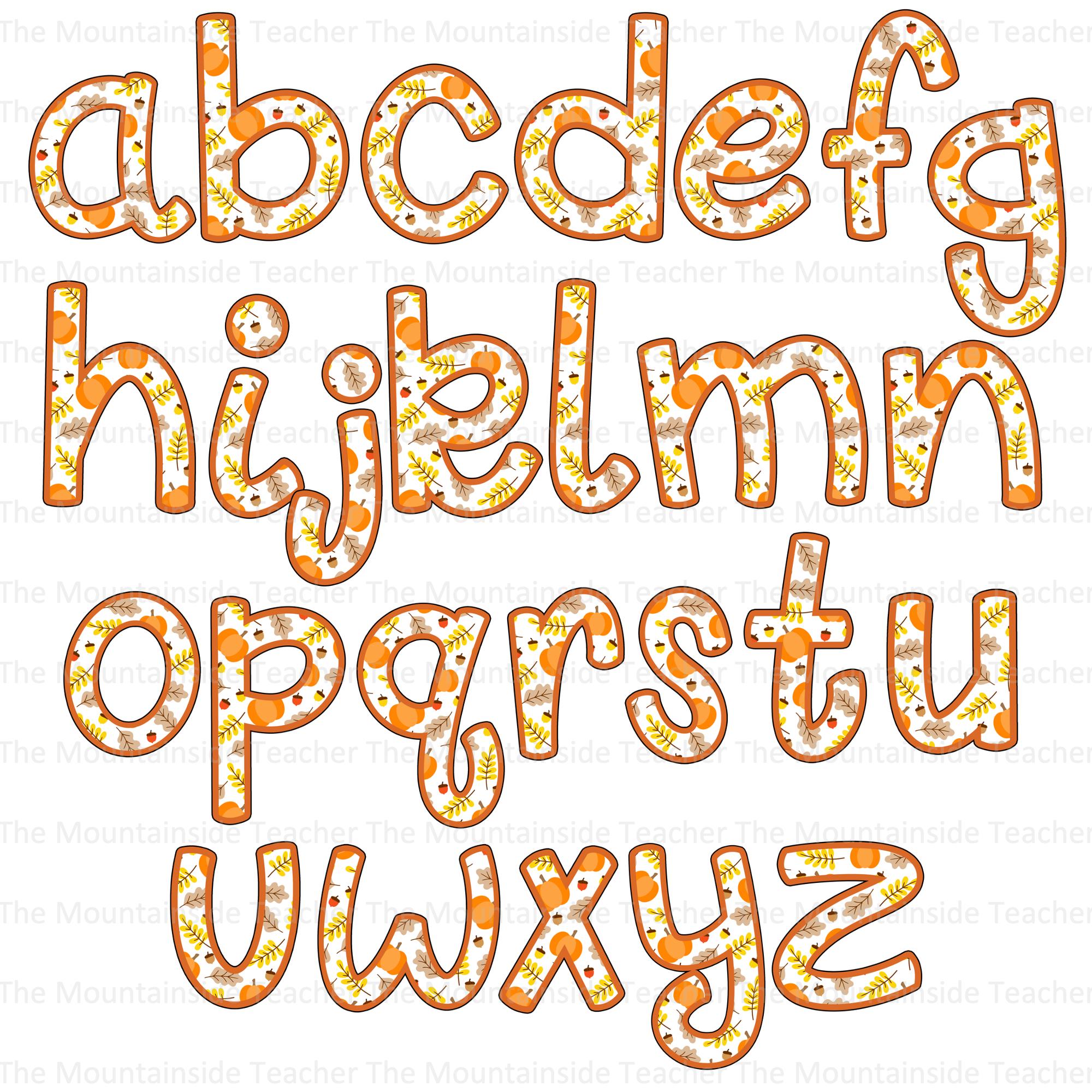 Fall Doodle Alphabet: PNG Clipart, Leaf Letters (digital Download) - Etsy