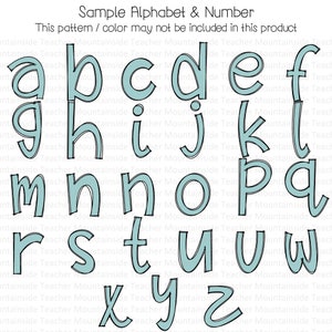 Boho Colored Block Doodle Letters Alphabet PNG Bundle Doodle ...