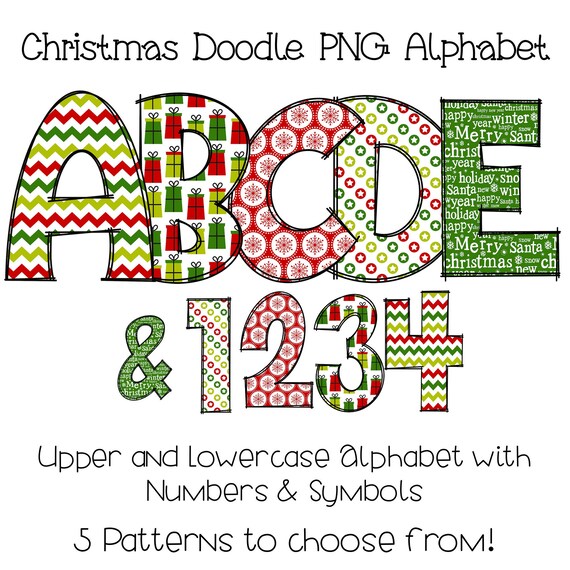 Doodle PNG Alphabet Christmas Doodle Alphabet Bundle | Etsy