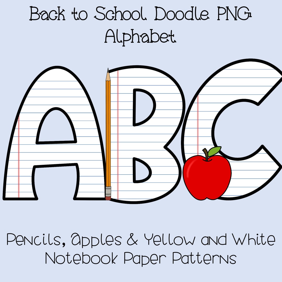 Back to School | Block Alphabet PNG | Sublimation | Alpha Pack Font ...